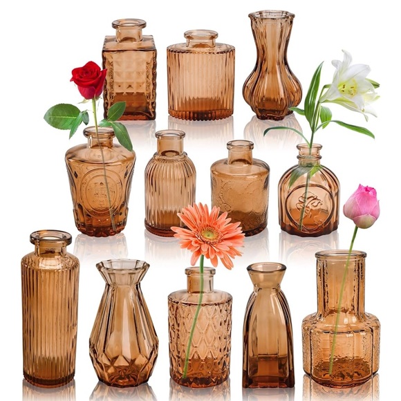 Accents | Amber Glass Vase Set 12 Vases In Original Packaging | Poshmark
